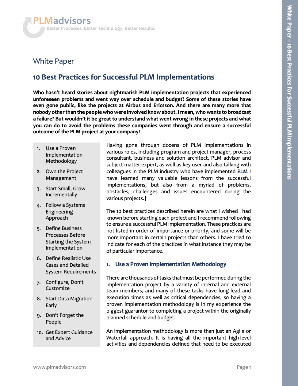 PLMadvisors – PLM Implementation White Paper Download